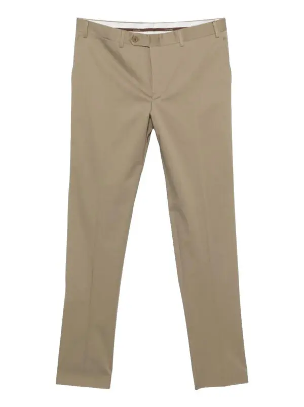 Canali Pressed-crease Straight-leg Trousers - Beige