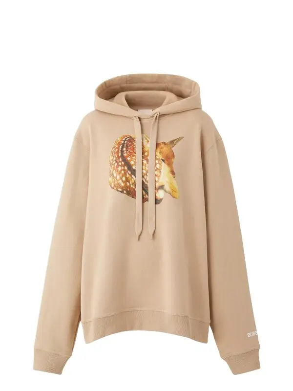 Burberry Brushed-cotton Poulter Deer Hoodie - Nude