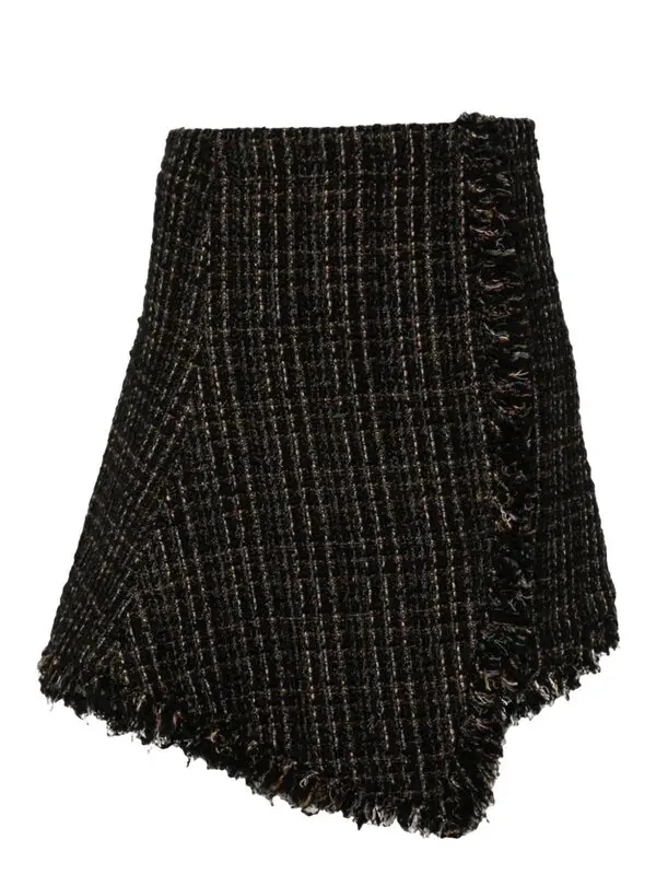 Sacai Asymmetrical Mini Skirt With Raw Edge Hem - Black