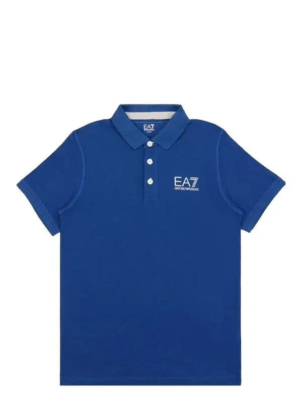 EA7 Logo Printed Polo Shirt - Blue