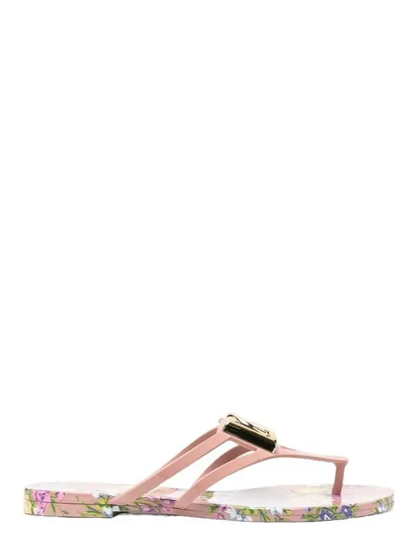 Dolce & Gabbana Logo Detail Floral Thong Flip Flops - Multicolor