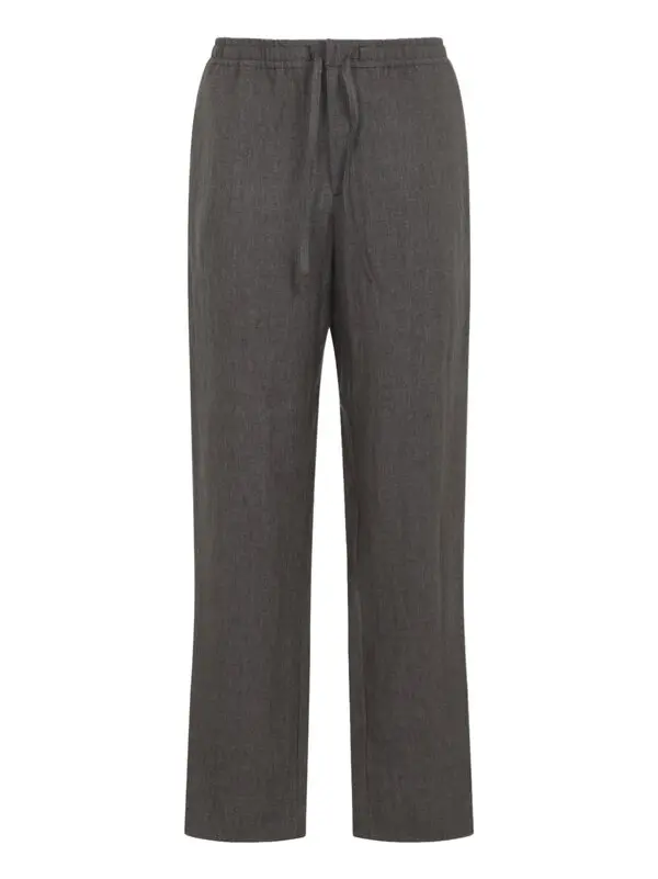 Canali Drawstring Waist Linen Trousers - Black
