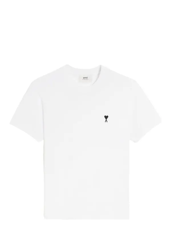 Ami Logo Embroidered Crewneck T-shirt - White