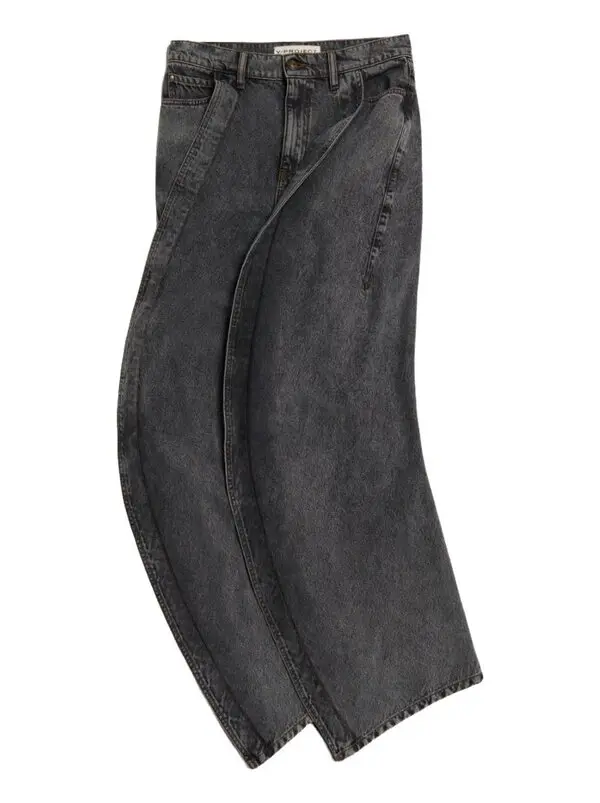 Y/project Draped Low-rise Wide-leg Jeans - Black