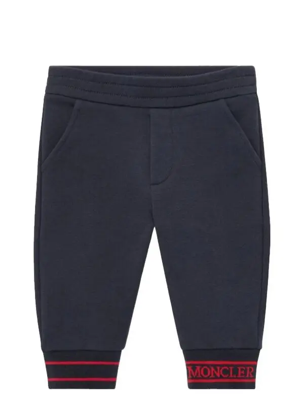 Moncler Logo Patch Sweatpants With Ribbed Cuffs - Night Blue
