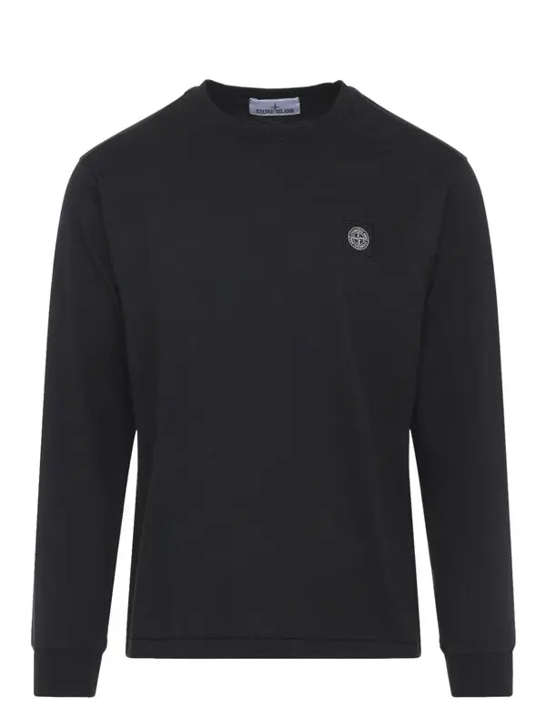 Stone Island Logo Detailed Crewneck T-shirt - Black