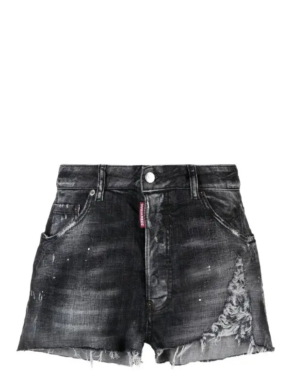 Dsquared2 Distressed Denim Shorts - Black