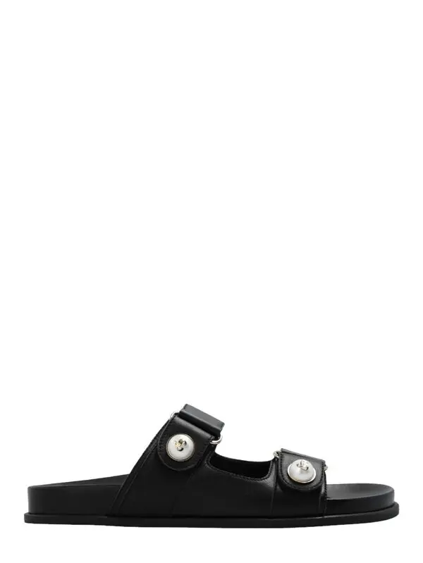 JIMMY CHOO Fayence Pearl-embellished Slip-on Sandals - Black