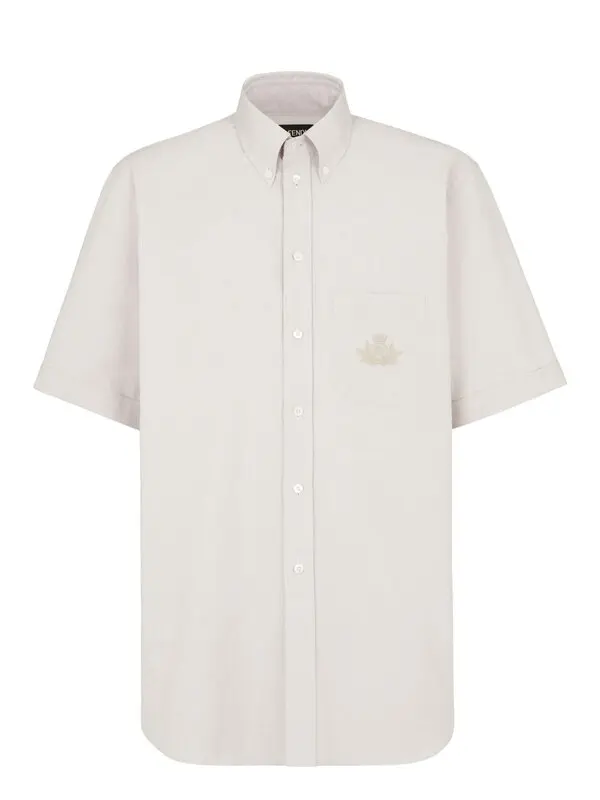 Fendi Logo Embroidered Short-sleeved Shirt - Beige