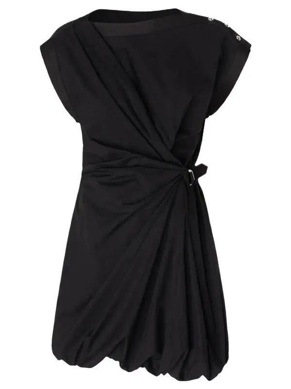Pinko Asymmetrical Neckline Ruched Mini Dress - Black