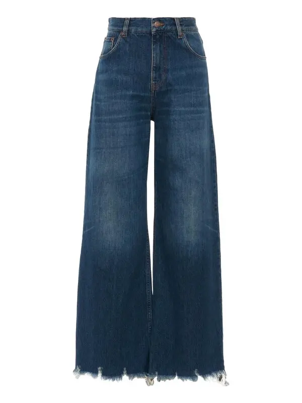 Chloé Wide-leg Jeans With Logo Patch - Night Blue