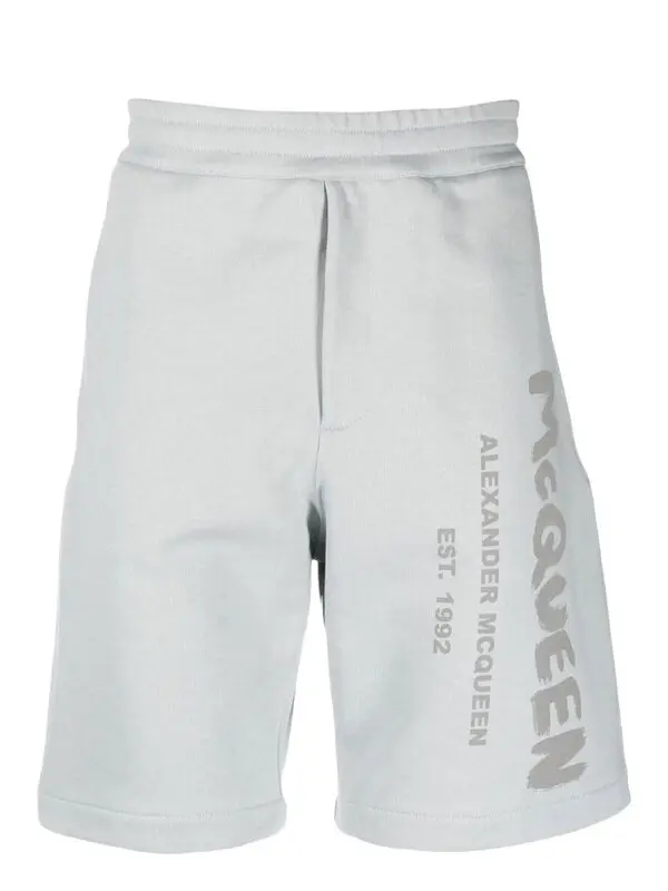 Alexander McQueen Logo Print Shorts - Gray