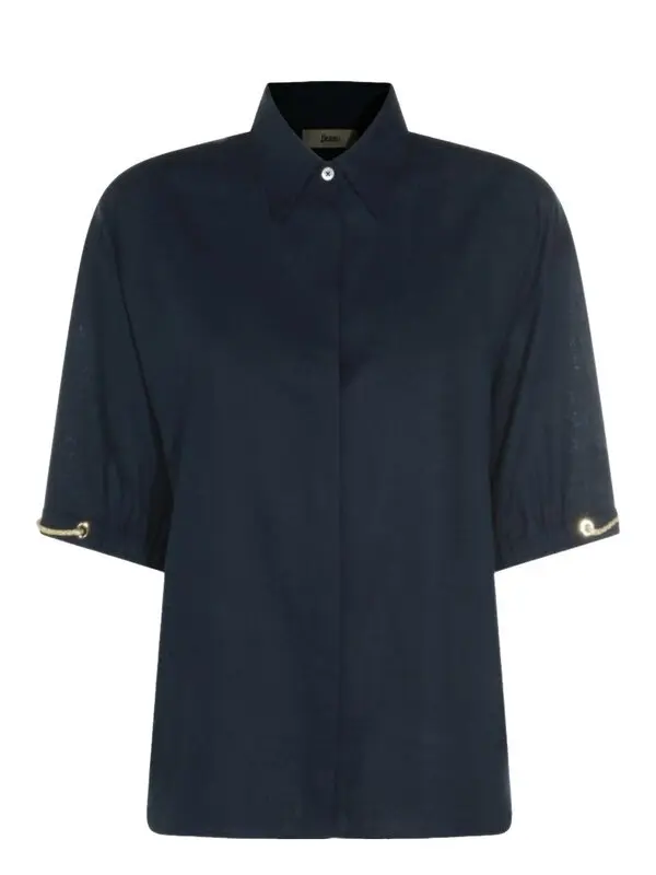 Herno Button-front Shirt With Drawstring Detail - Blue