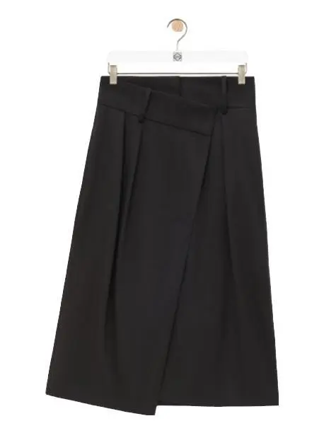Loewe Asymmetric High-waisted Wrap Skirt - Black