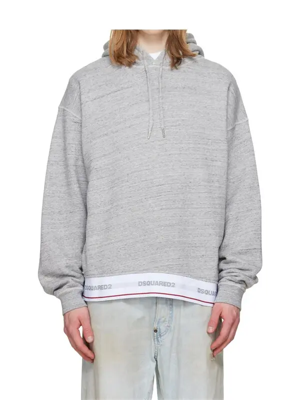 Dsquared2 Long Sleeve Hoodie With Logo Elastic Hem - Gray