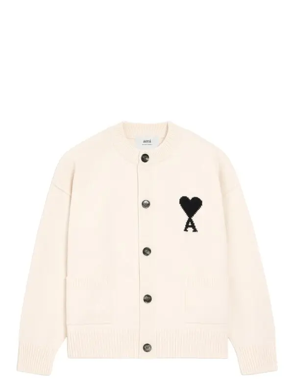 AMI Paris De Coeur Cardigan - White/black
