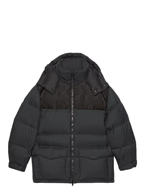 Gucci Zip-up Puffer Jacket With High Collar And Removable Hood - Black