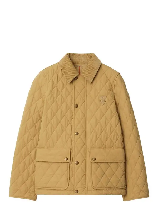 Burberry Quilted Puffer Jacket With Logo Patch - Linen/sand Color