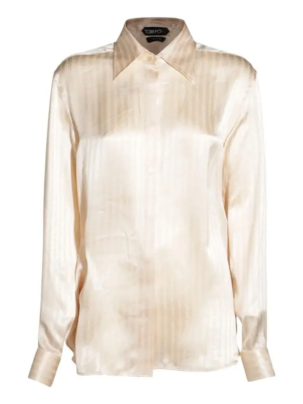 TOM FORD Whitney Striped Fluid Shirt - Nude