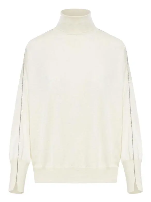 Brunello Cucinelli High-neck Knitted Jumper - White