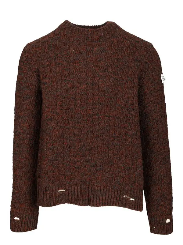 MAISON MARGIELA Distressed Logo Patch Jumper - Brown