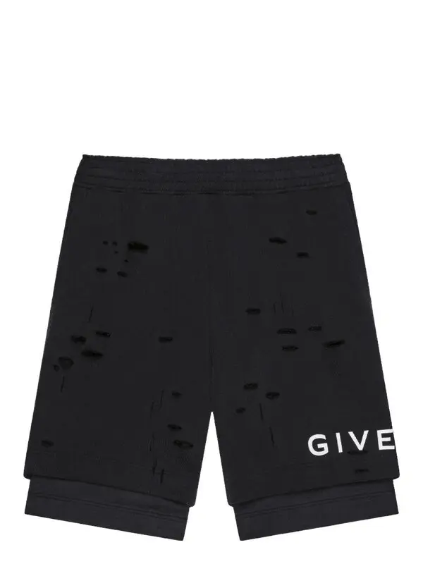 Givenchy Archetype Destroyed Effect Detailed Shorts - Faded Black