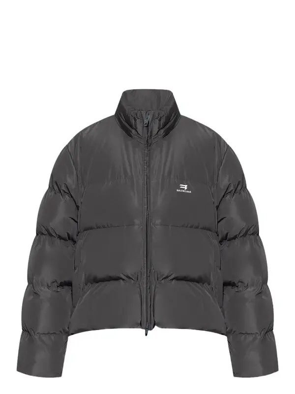 Balenciaga Logo Printed Padded Jacket - Black