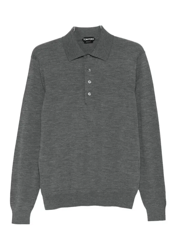 TOM FORD Long-sleeve Polo Shirt - Gray