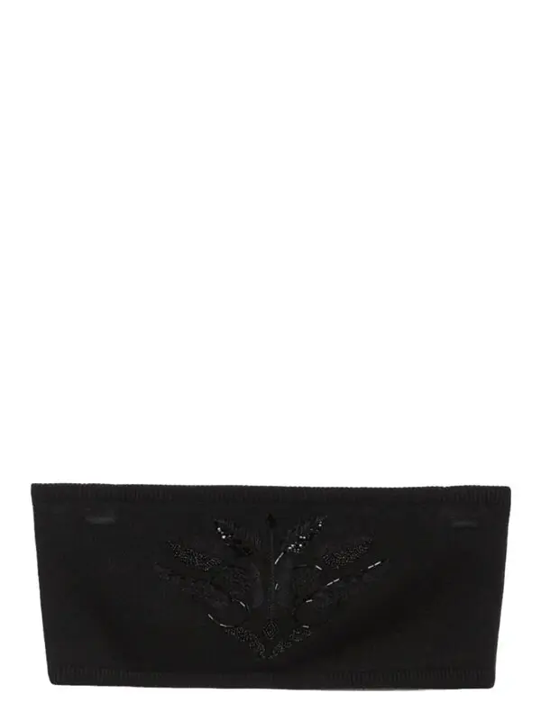 Max Mara Cropped Embroidered Top - Black