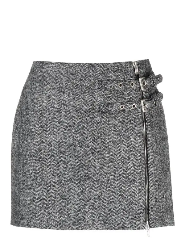 Alessandra Rich Buckled Miniskirt - Gray