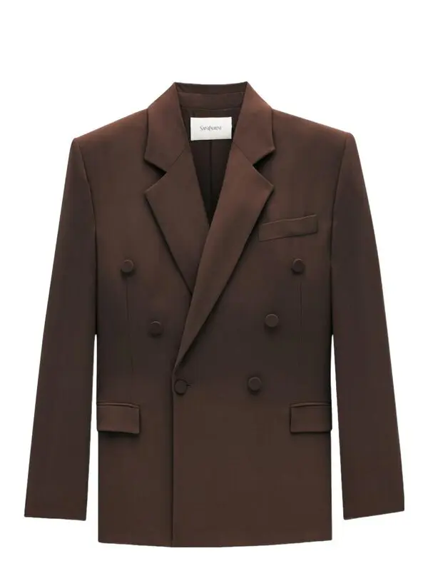 Saint Laurent Oversized Double-breasted Jacket - Marron