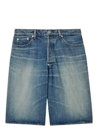 Kenzo Straight-leg Denim Bermuda Shorts - Gray