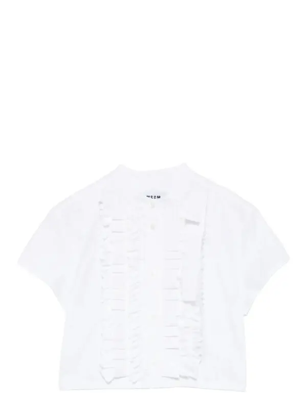 MSGM Cropped Ruffled Shirt - White