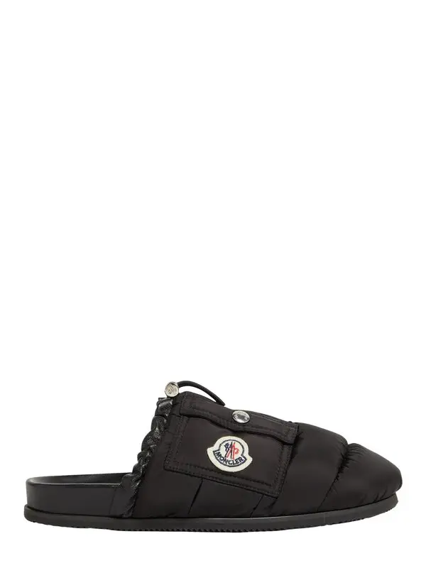 Moncler Logo Patch Padded Slippers - Black