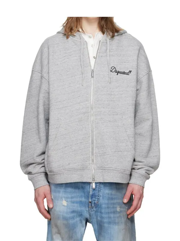 Dsquared2 Zip-up Hoodie With Embroidered Logo - Gray