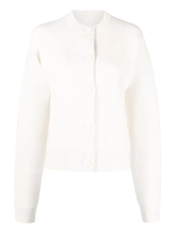 JIL SANDER Round Neck Knitted Cardigan - White