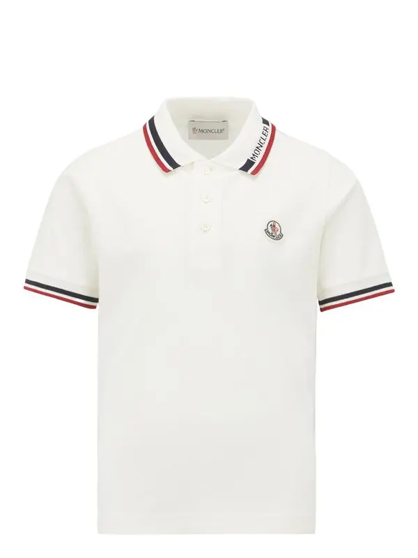 Moncler Tricolour-trimmed Piquet Polo Shirt - White