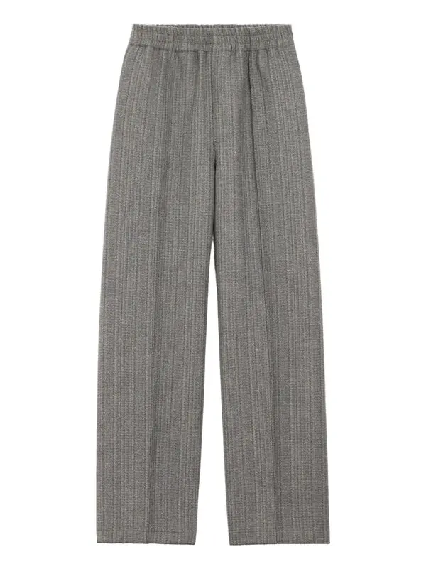 Ami Herringbone Elasticated Trousers - Gray/ivory