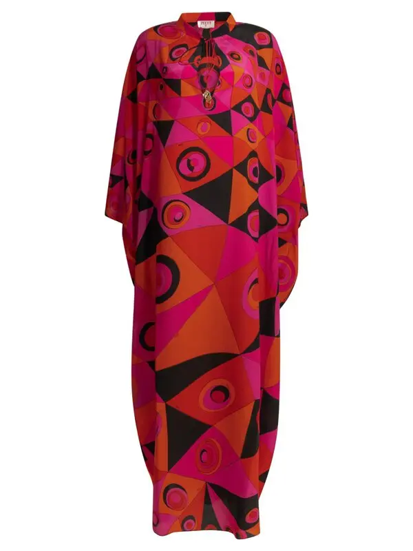 Emilio Pucci Geometric Print Kaftan Maxi Dress - Red