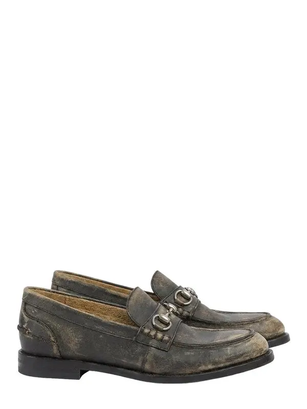 Gucci Washed Effect Horsebit Loafers - Black