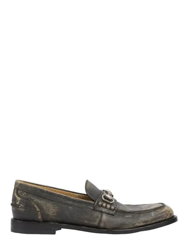 Gucci Washed Effect Horsebit Loafers - Black