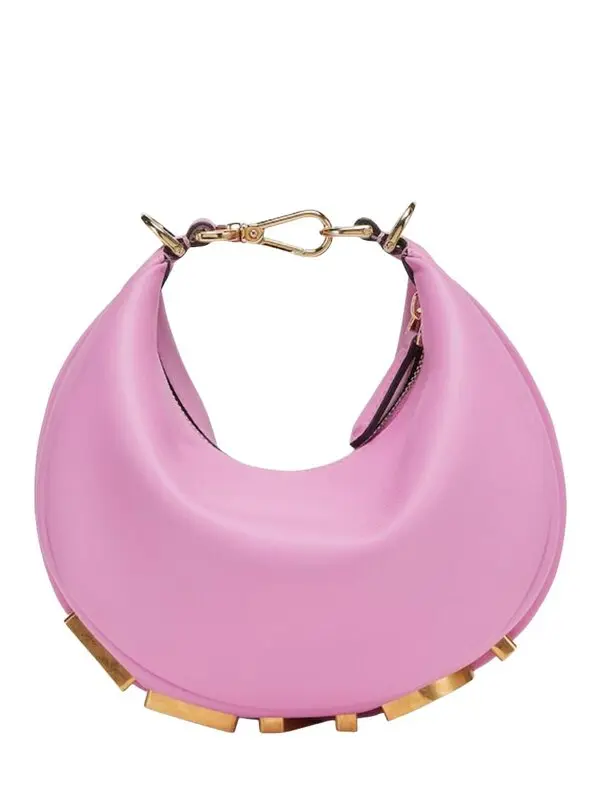 Fendi Logo Plaque Mini Hobo Bag - Pink