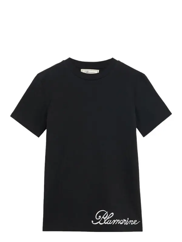Blumarine Logo Printed Crewneck T-shirt - Black