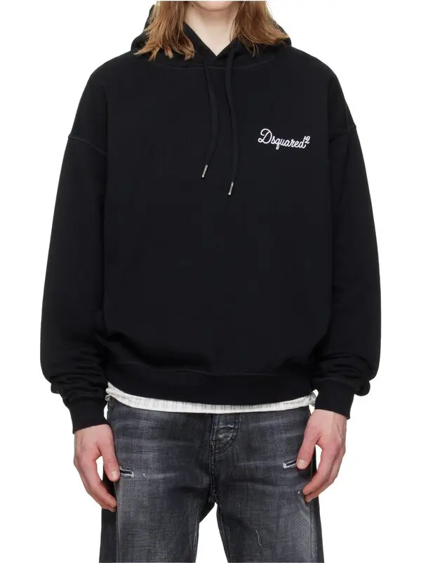 Dsquared2 Long-sleeved Hoodie With Embroidered Logo - Black