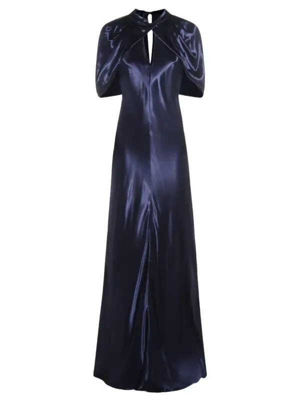 Alberta Ferretti Halterneck Satin Maxi Dress With Cutout Detail - Black