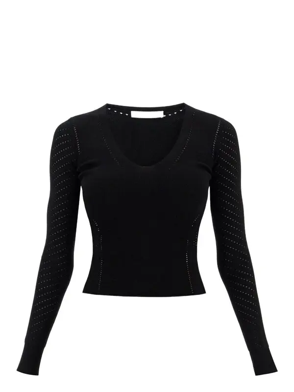Max Mara Long Sleeve V-neck Sweater - Black