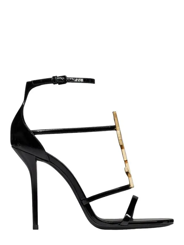 Saint Laurent Cassandre Logo Plaque Sandals - Black
