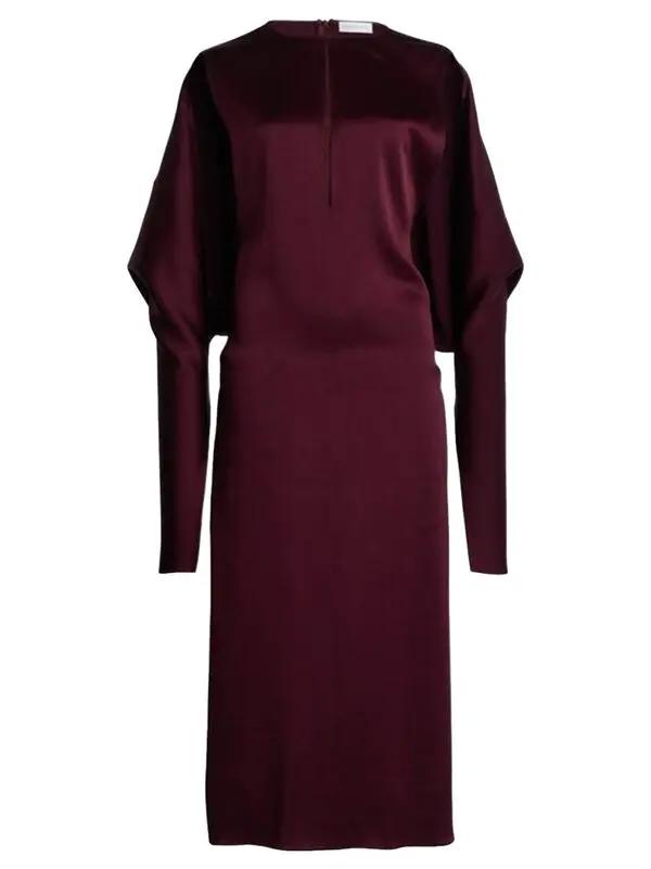 Stella McCartney Cape-sleeve Cut-out Satin Midi Dress - Bordeaux