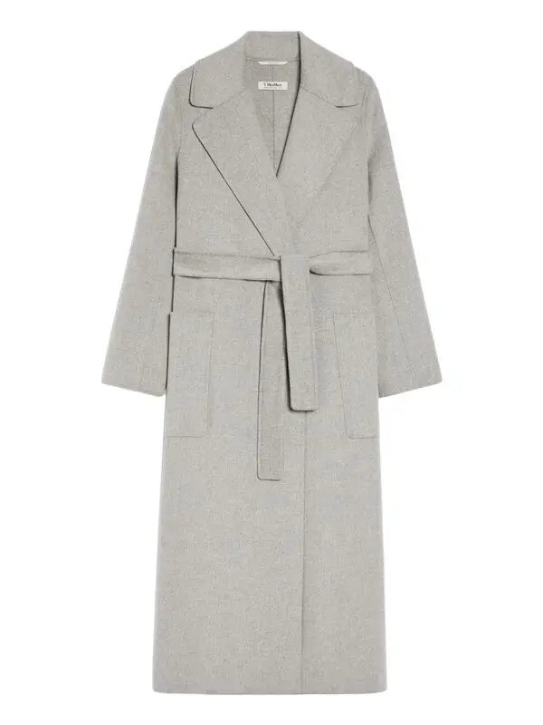 Max Mara Belted Long-sleeved Coat - Medium Gray