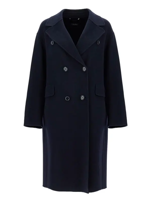 Max Mara Double-breasted Coat With Notched Lapel - Midnight Blue